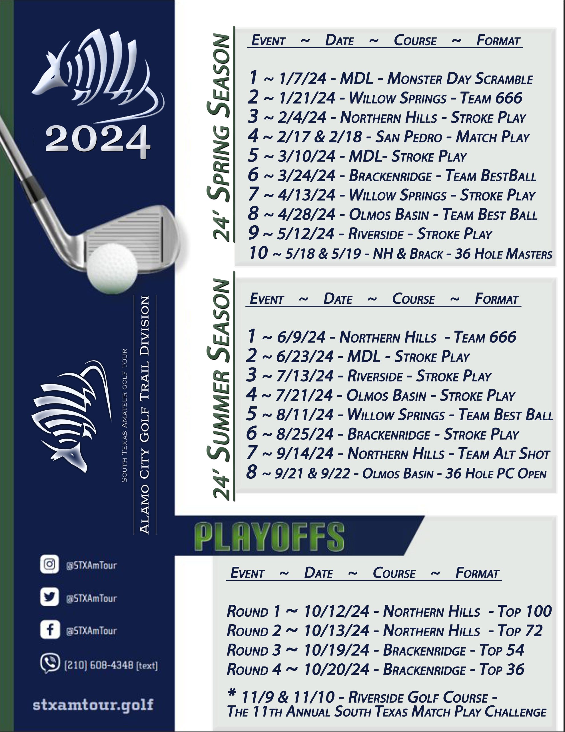 Division Schedule – South Texas Amateur Golf Tour
